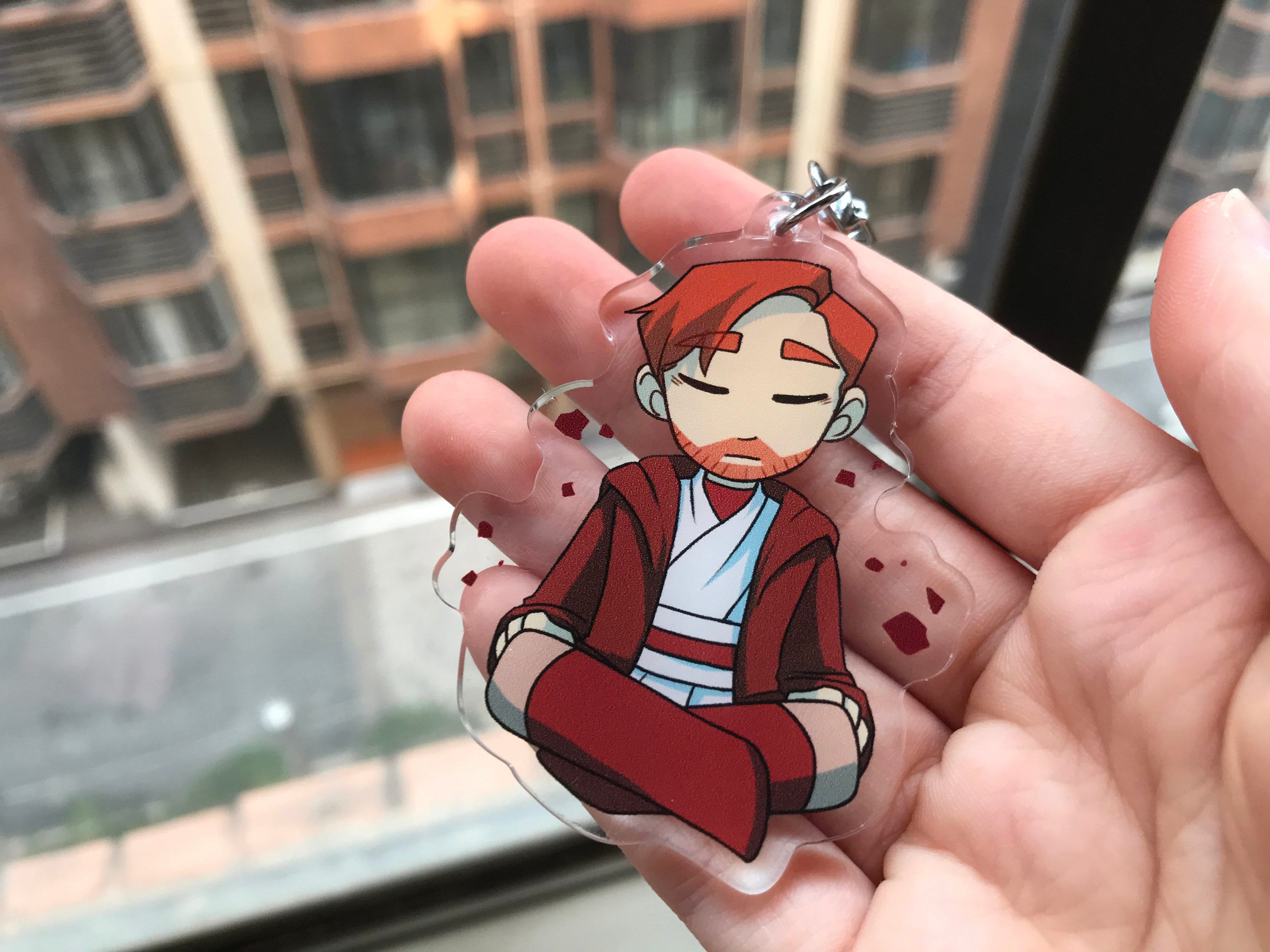 Obi-wan Kenobi Meditating Star Wars Acrylic Keychain Charm & - Etsy