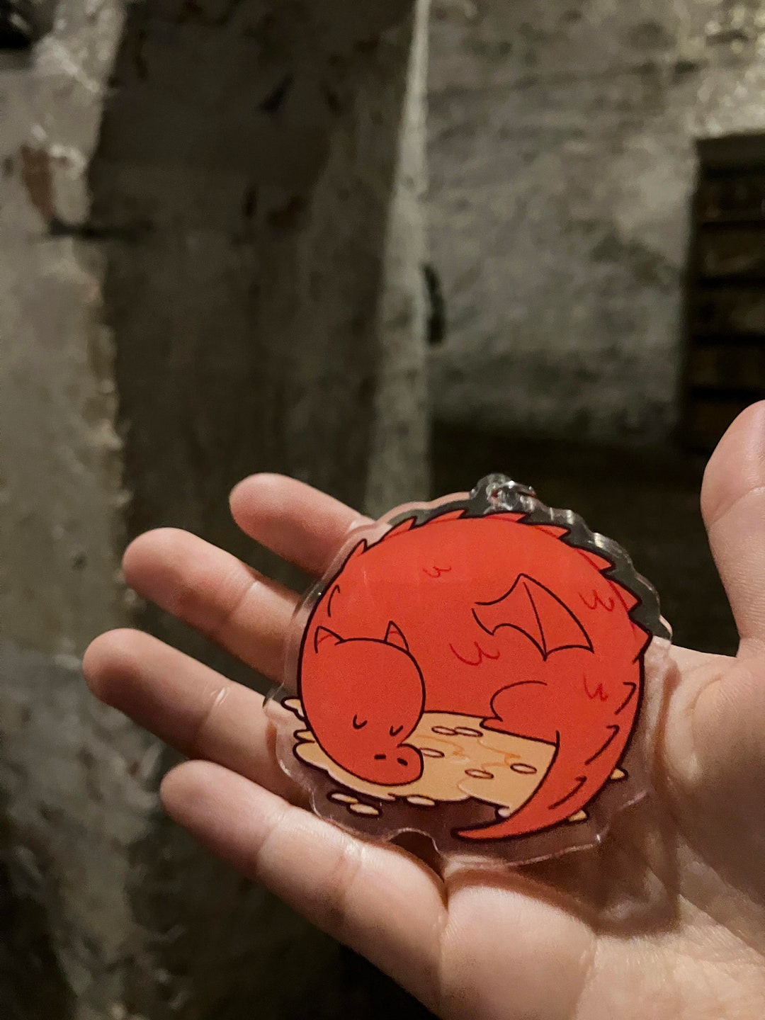 Sleepy Chonky Red Dragon With Their Gold Hoard Dnd Fantasy Acrylic ...