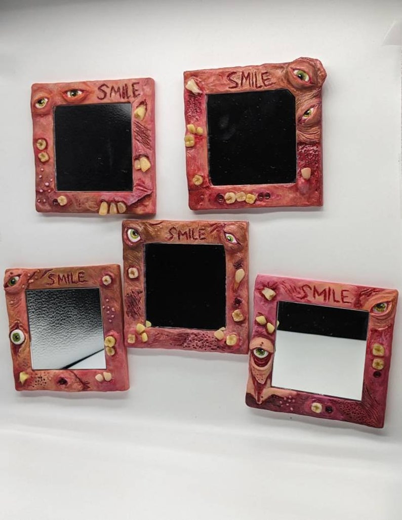 Spooky Horror Clay Mirrors/skin and Teeth Collection - Etsy