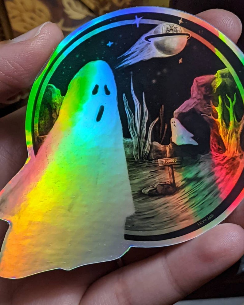 Holographic Aliens in Ghost Space Stickers | Etsy