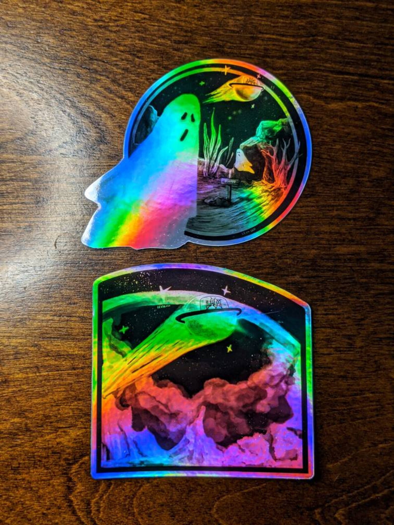 Holographic Aliens in Ghost Space Stickers | Etsy