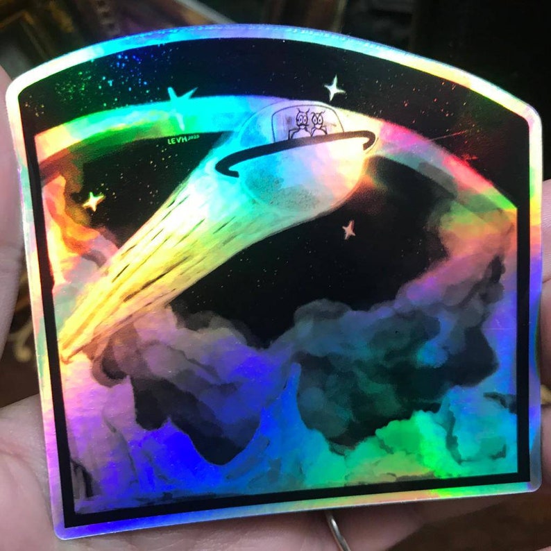 Holographic Aliens in Ghost Space Stickers | Etsy