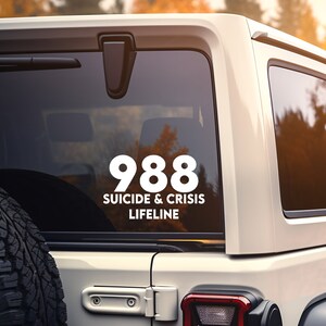988 Suicide & Crisis Lifeline Decal - 988 Suicide Prevention Decal ...