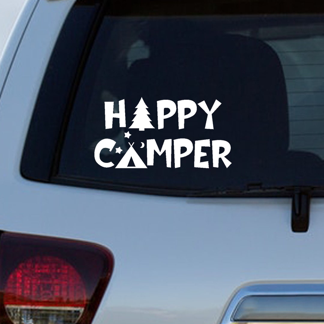 Happy Camper Decal- Vinyl Decal, Vinyl Sticker - Car Decal, Laptop ...