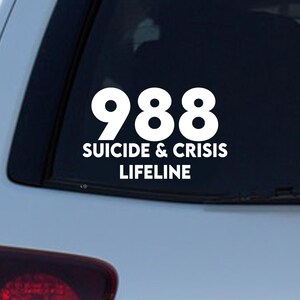 988 Suicide & Crisis Lifeline Decal - 988 Suicide Prevention Decal ...