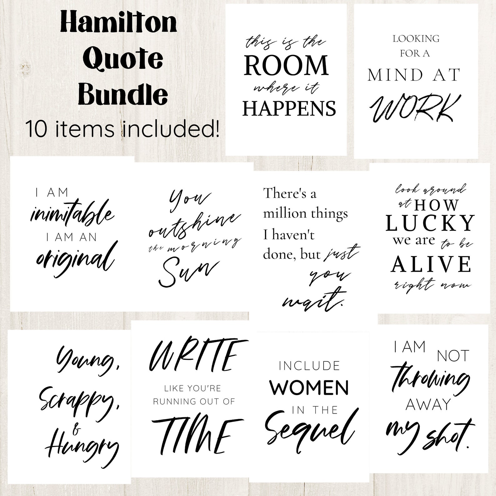 Hamilton Quotes Bundle | Printable Wall Art | 10 Prints - Etsy