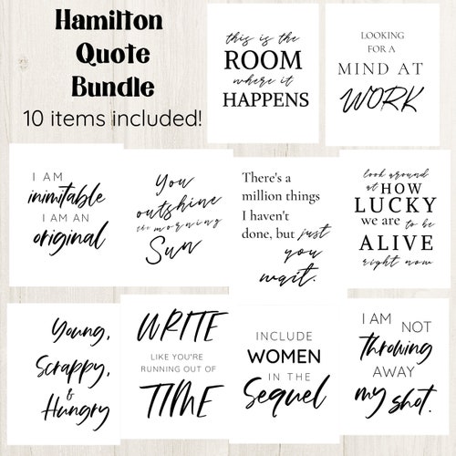 Hamilton Quotes Bundle Printable Wall Art 10 Prints | Etsy