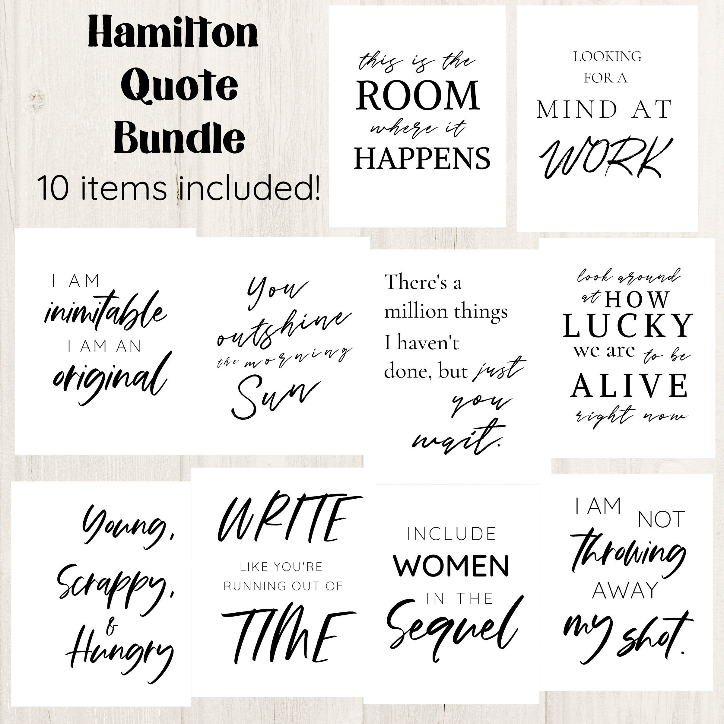 Hamilton Quotes Bundle | Printable Wall Art | 10 Prints - Etsy