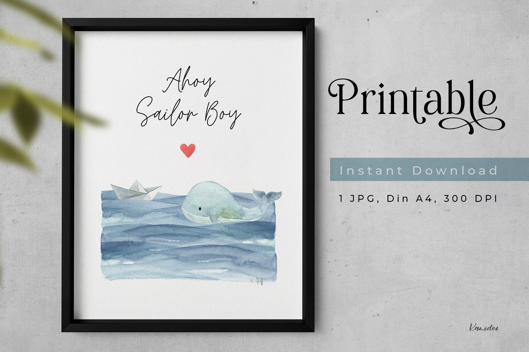 Ahoi Sailor Boy, Nursery Art Print, Printable Art, Instant Download ...