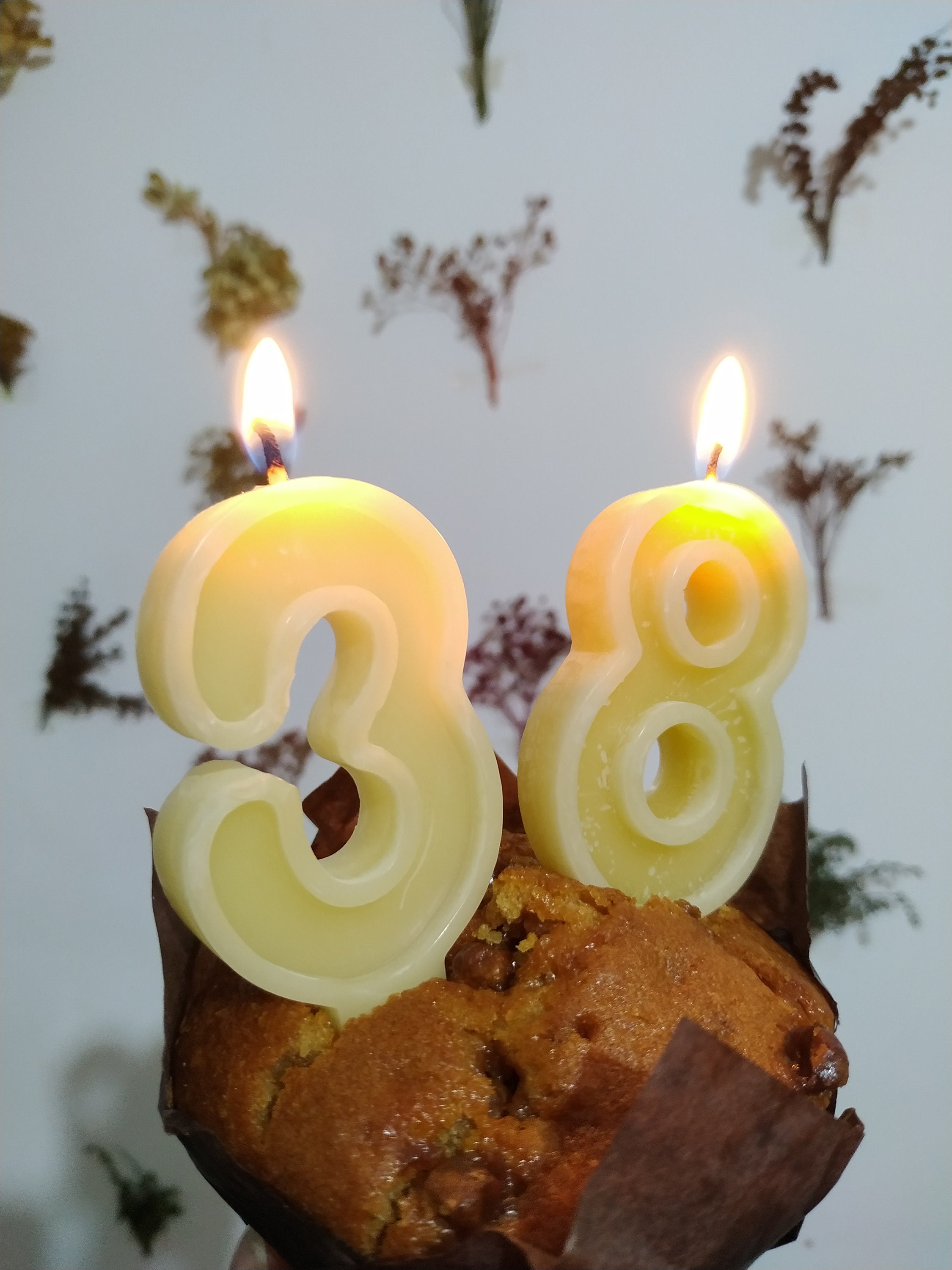Beeswax Number Candles for Cake Hand-poured in UK BEE Zero | Etsy