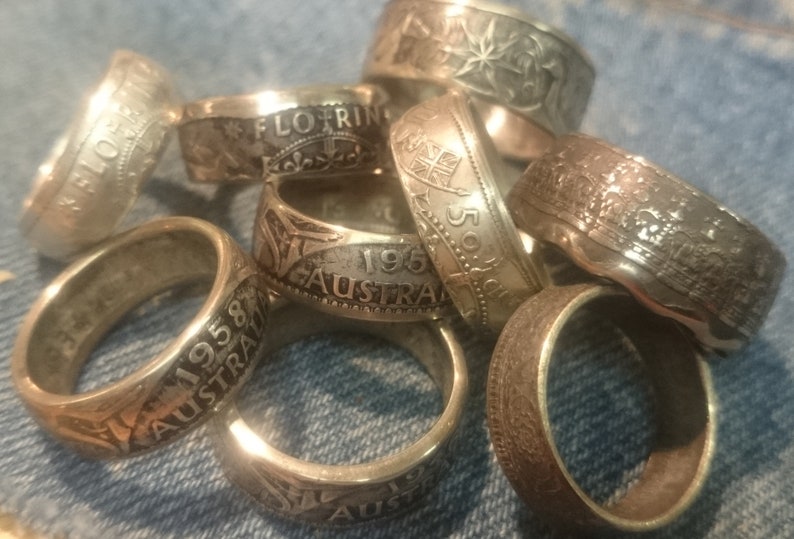 Custom Handmade Silver or Gold Coin Rings Any Size to Order - Etsy