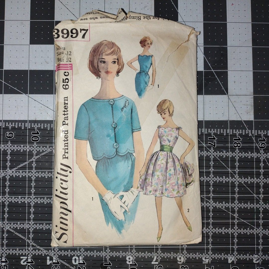 Vintage Simplicity #3997 Dress Pattern Miss Size12 Dress, Complete Pattern, 1961 Vintage Printed ...