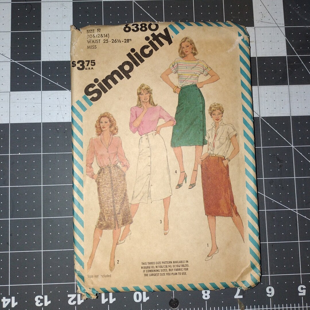 Vintage Simplicity Slim Fitting Straight Skirt 6380 Size 14 - Etsy