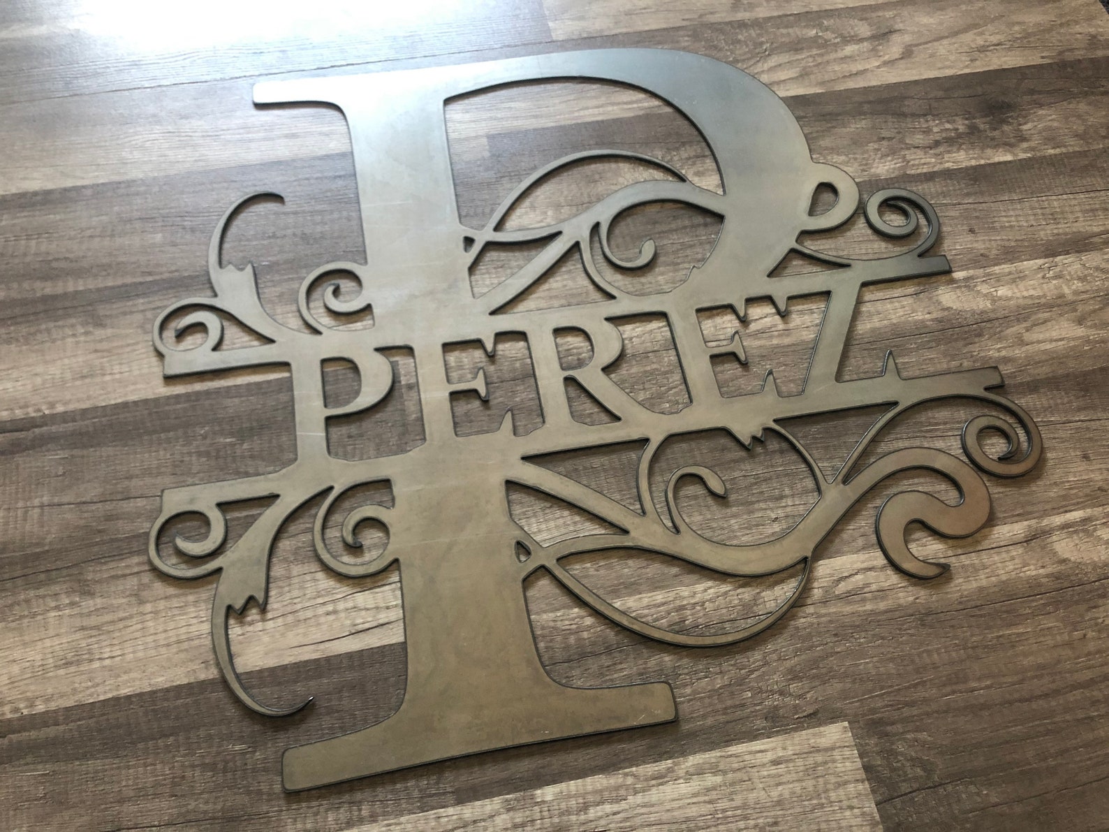 Last Name Split Monogram Personalized Heavy Steel Sign - Etsy