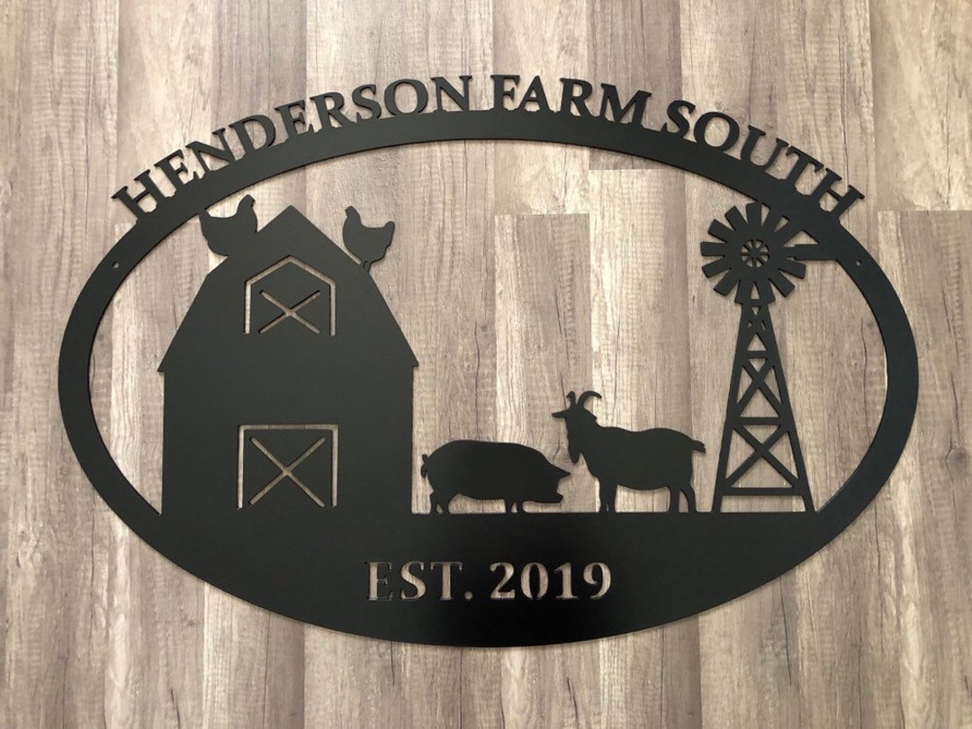 Farm & Ranch Sign Barn, Pig, Goat, Windmill Personalized Steel Sign ...