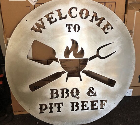 BBQ Restaurant Sign Solid Steel Sign Personalized | Etsy