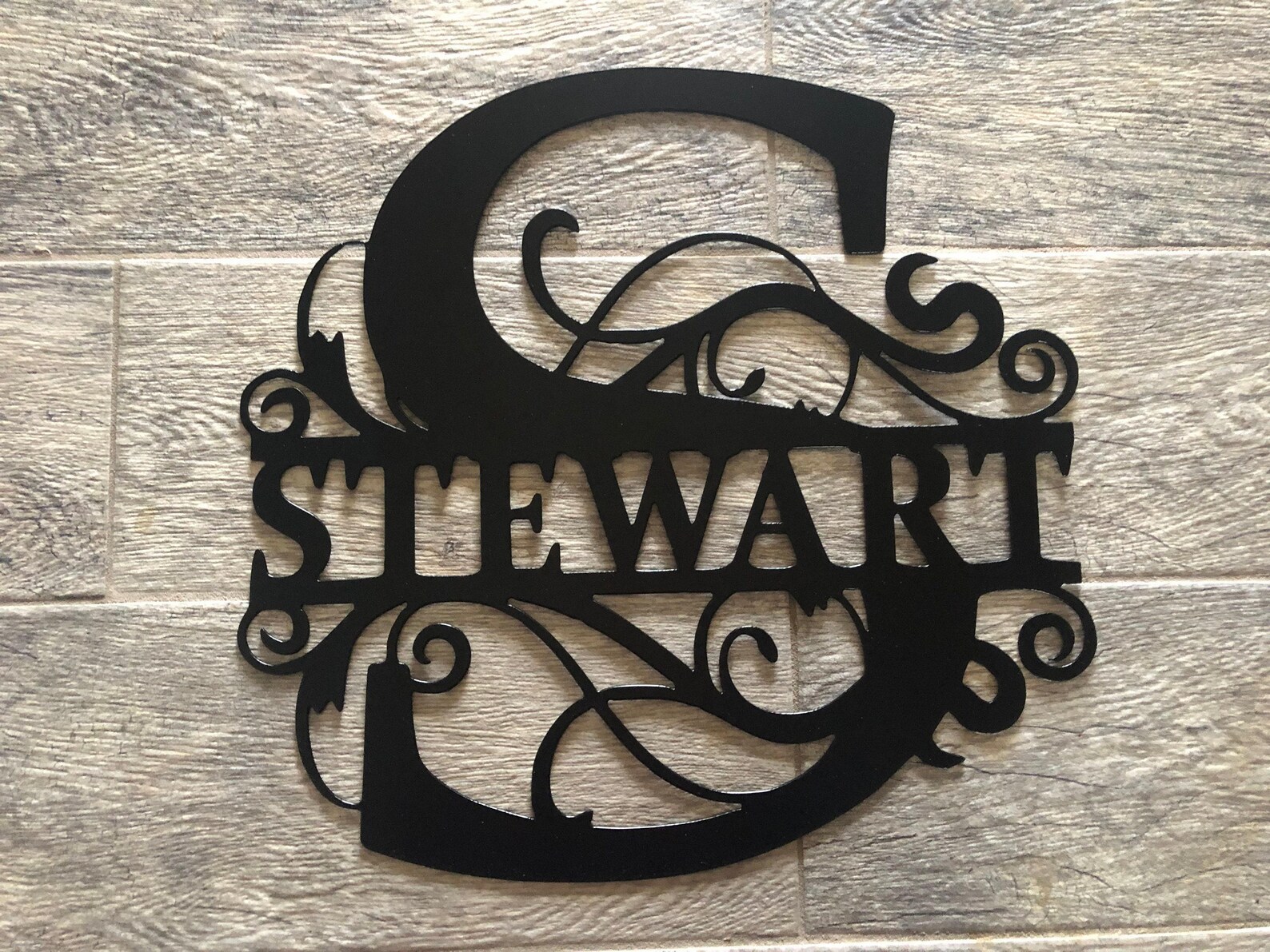 Last Name Split Monogram - Personalized Steel Sign - Metal Art - SQ12 ...