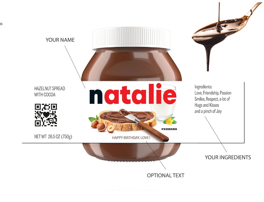 Personalisierte Nutella Label Aufkleber Nutella Jar Label - Etsy.de