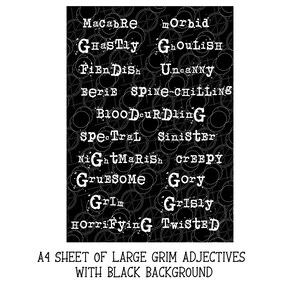 Digital**grim Gruesome Adjectives for Junk Journals Creepy Spooky ...