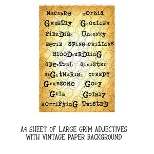 Digital**grim Gruesome Adjectives for Junk Journals Creepy Spooky ...