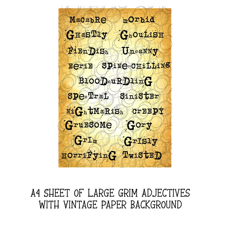 Digital**grim Gruesome Adjectives for Junk Journals Creepy Spooky ...