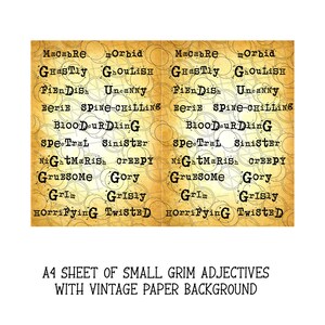Digital**grim Gruesome Adjectives for Junk Journals Creepy Spooky ...