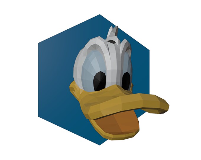 Donald Duck Head Papercraft Origami Pepakura Template Trophy Low Poly ...
