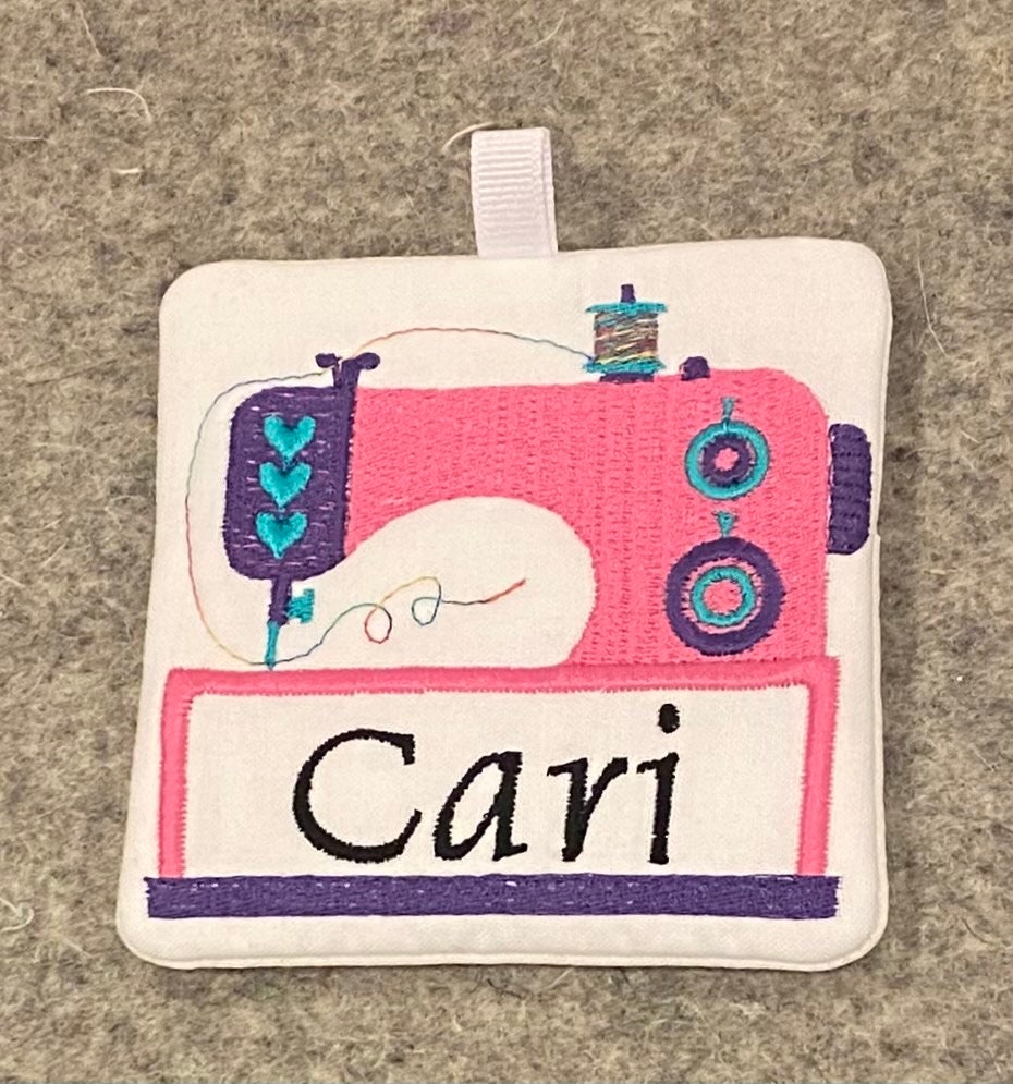 Sewing Machine Name Tag Embroidered Design, Customizable, for 4x4in ...