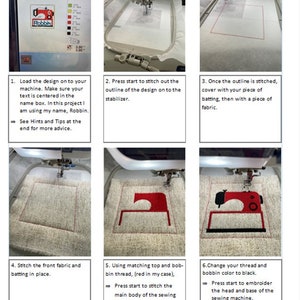 Sewing Machine Name Tag Embroidered Design, Customizable, for 4x4in ...