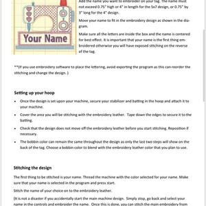 Sewing Machine Name Tag Embroidery Design for Embroidery Leather ...