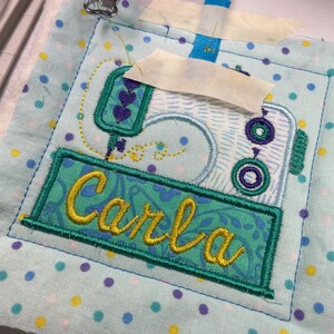 Sewing Machine Name Tag, Applique Embroidery Design (4x4in Hoop) - Etsy