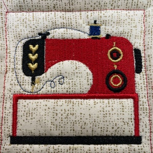Sewing Machine Name Tag Embroidered Design, Customizable, for 4x4in ...