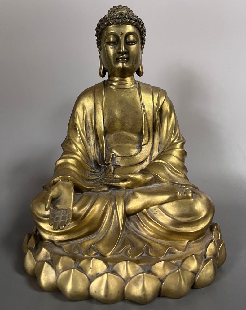 Buddha Figure Bronze Tibet China Sitting Sculpture Budda Varada Mudra ...