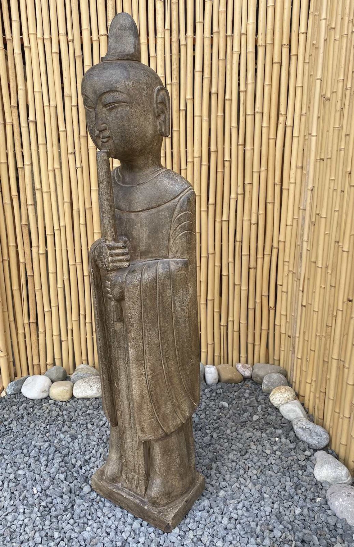 Buddhist Zen Monk Shakuhachi Flute Natural Stone Garden Figure | Etsy