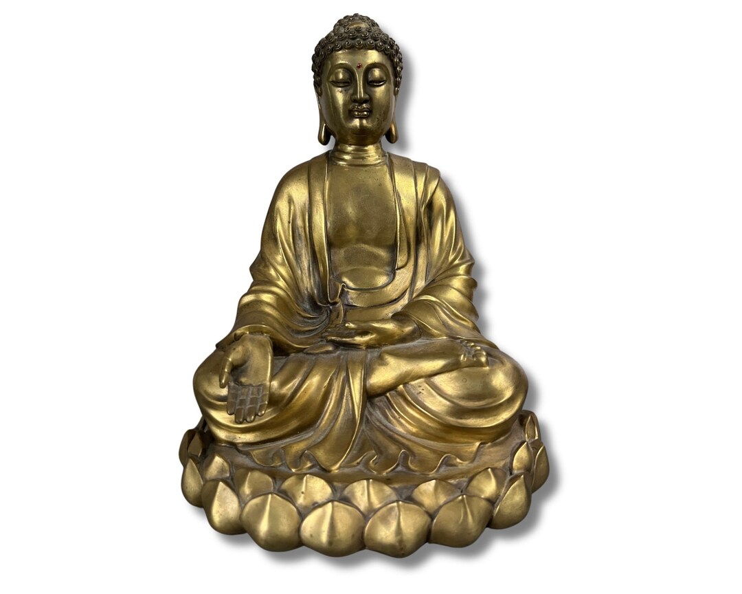 Buddha Figure Bronze Tibet China Sitting Sculpture Budda Varada Mudra ...