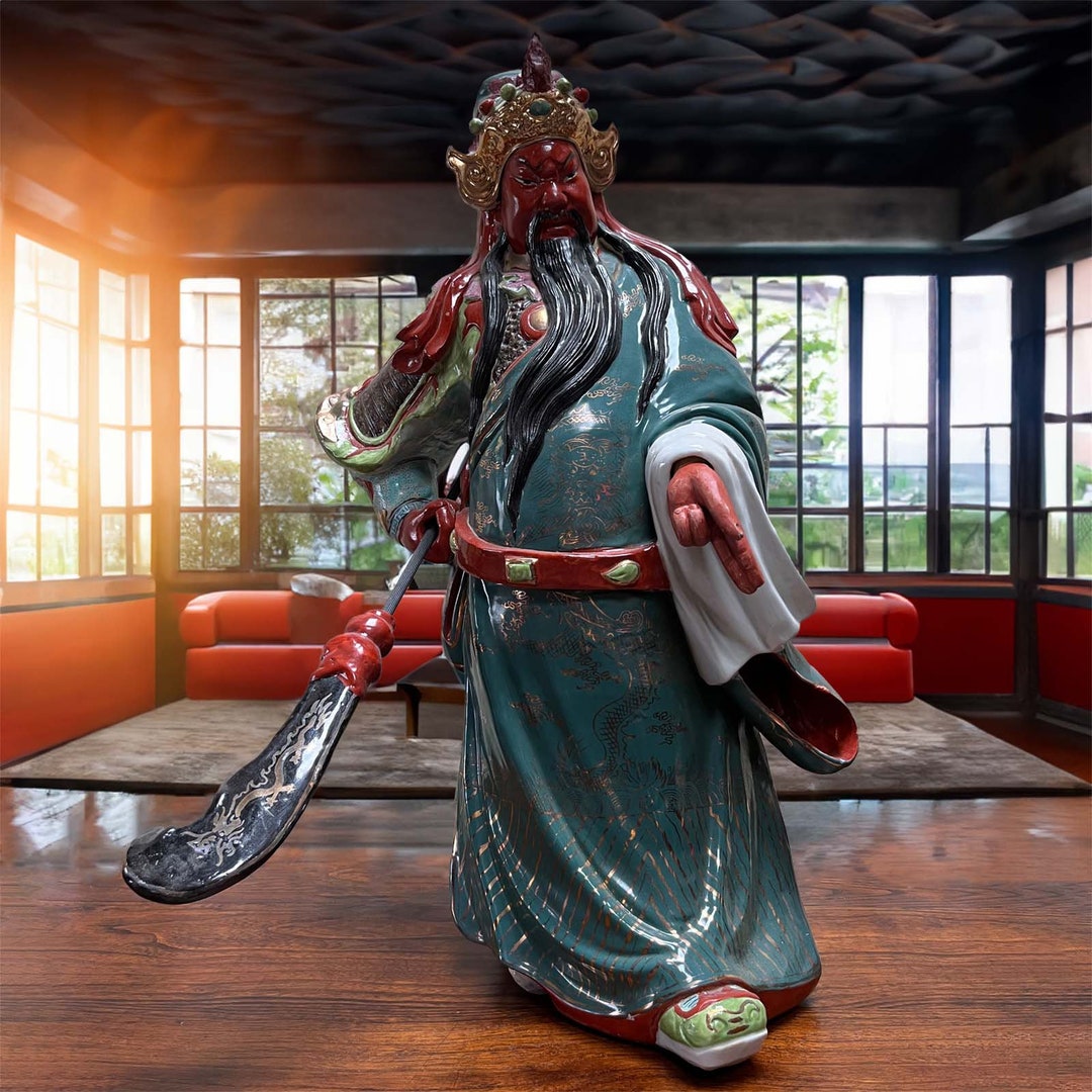 China Kwan Kong Figure 65 Cm Porcelain Guan Yu Warrior Chinese Guan ...