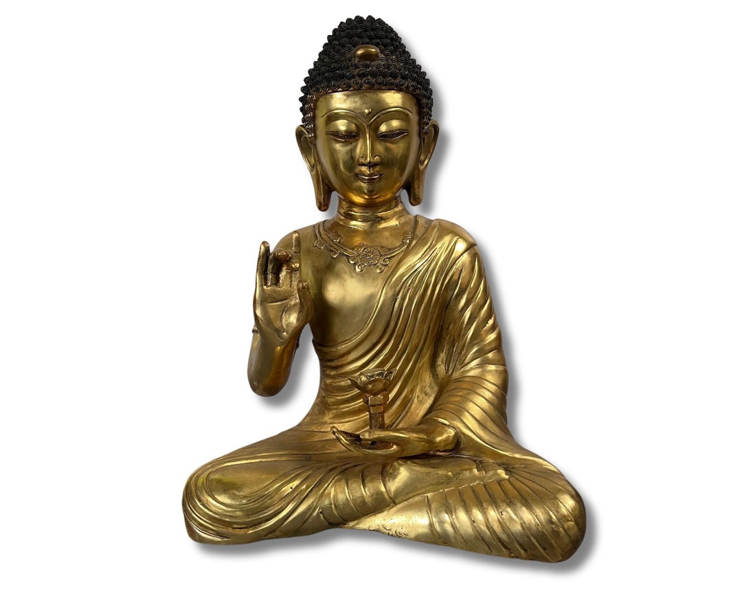 Buddha Figure Bronze Tibet China Sculpture Karana Mudra Gesture ...