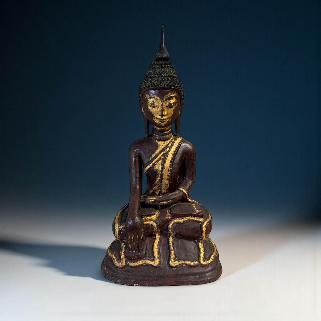 Alter Bagan Buddha Aus Burma – Lacquerware Statue, Teilvergoldet, Ca ...