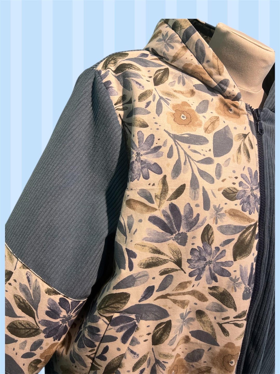 Woman Blue Puffer Jacket/blue Velvet Puffer/blue Winter Coat / Blue ...