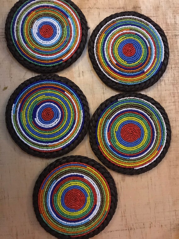 10 Beaded Coasters10 Beaded Coaster10 Handmade Maasai Beaded - Etsy