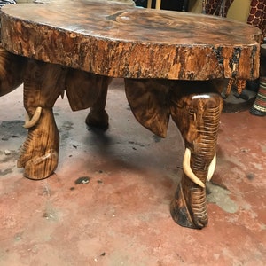 Outdoor Decor,a Table and 3 Chairs Set,solid Elephant Head Wood Table ...