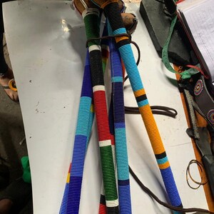 Maasai Beaded Walk Cane, Rungu Wood Curved Cane, Wooden Cane, Walking ...
