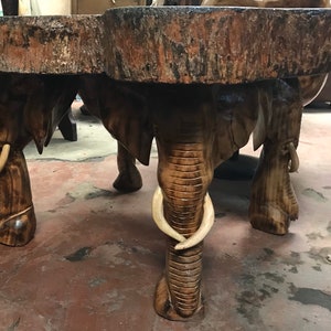 Outdoor Decor,a Table and 3 Chairs Set,solid Elephant Head Wood Table ...