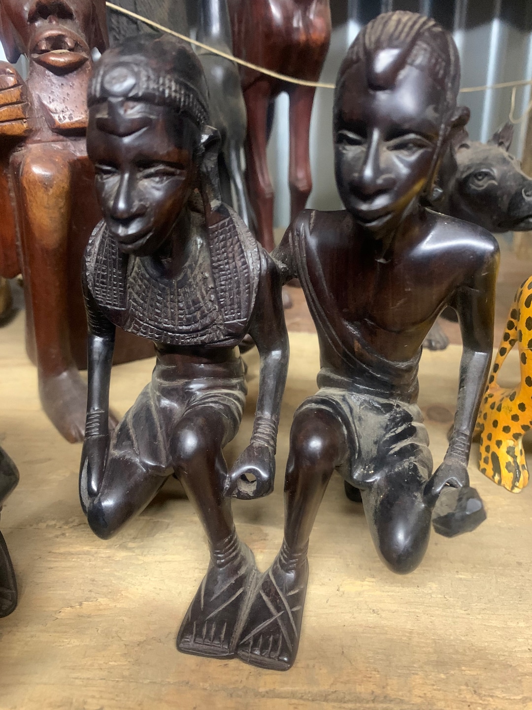 A Pair of African Men Statue,ebony Wood Sculpture.maasai Men Sculpture ...
