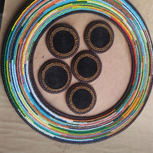 10 Beaded Coaster,beaded Coaster,handmade Maasai Beaded Coasters, FREE ...