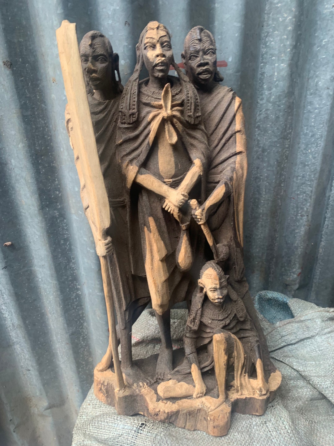 African Décor, Solid Maasai Family Sculpture,kenyan Hand-curved Life ...