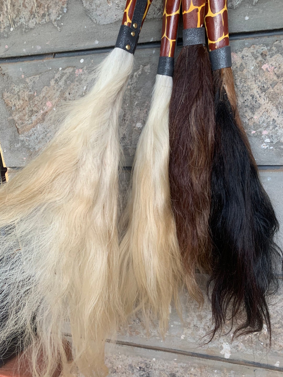 2 Pieces African Fly Whisk, Cow Tail Fly Whisk, Fly Whisk With Animal ...