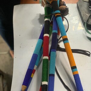 Maasai Beaded Walk Cane, Rungu Wood Curved Cane, Wooden Cane, Walking ...