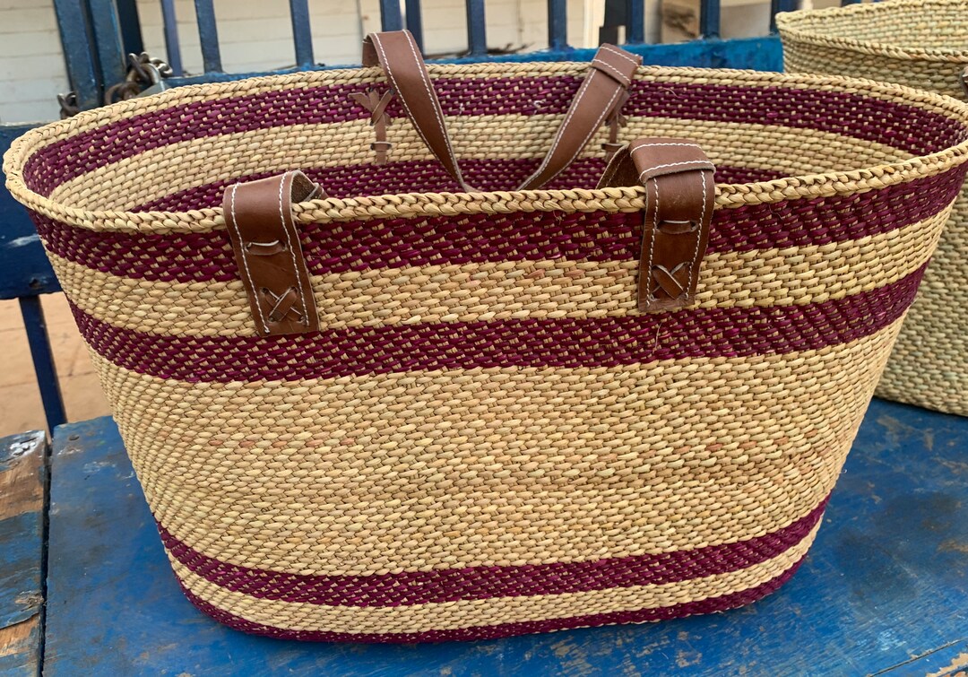 African Straw Bag, Straw Basket, Kiondo Handbag ,multi-color Straw in ...