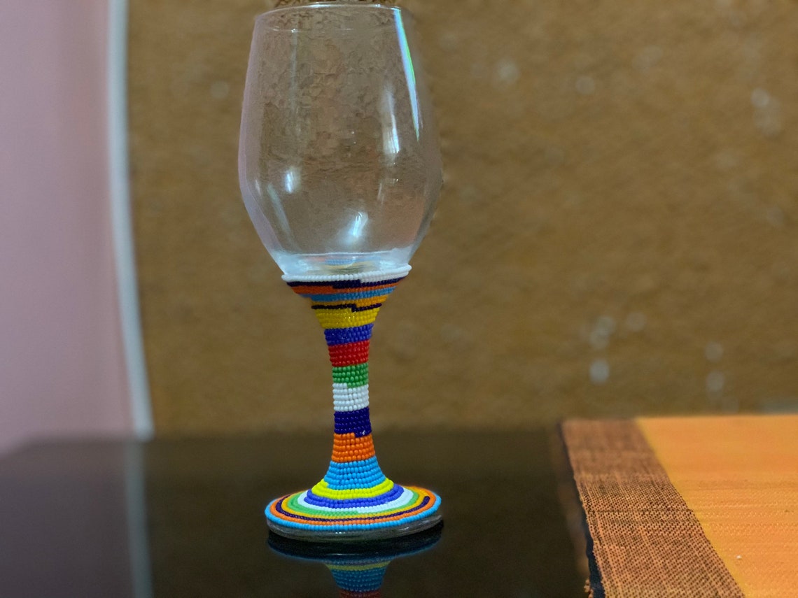 A set of 6 beaded wine glasses Beaded wine glassesBarware | Etsy